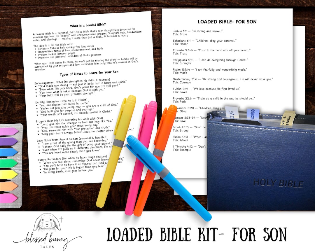 Loaded Bible Printable Kit for Sons– Verses, Tabs & Notes (PDF) - Etsy