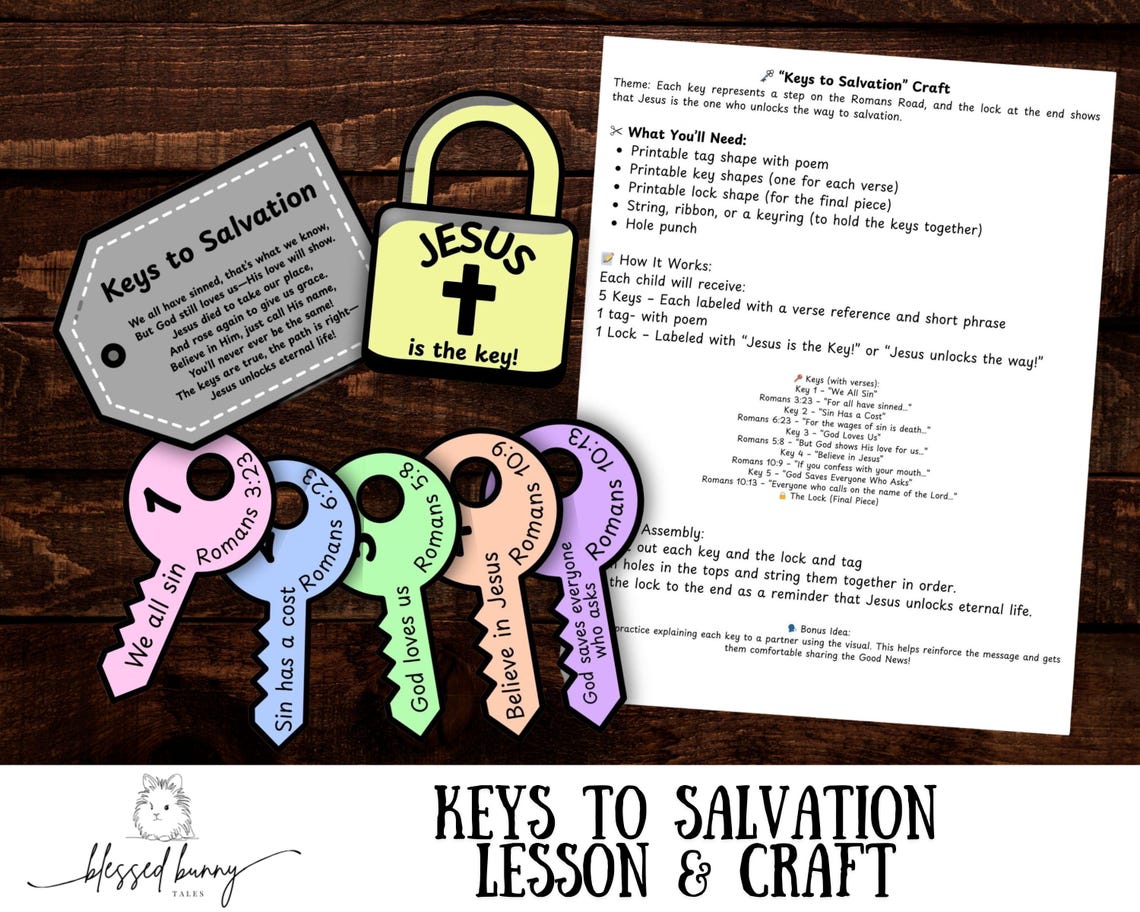 Keys to Salvation Bible Craft: Romans Road Activity (3 Page PDF) - Etsy