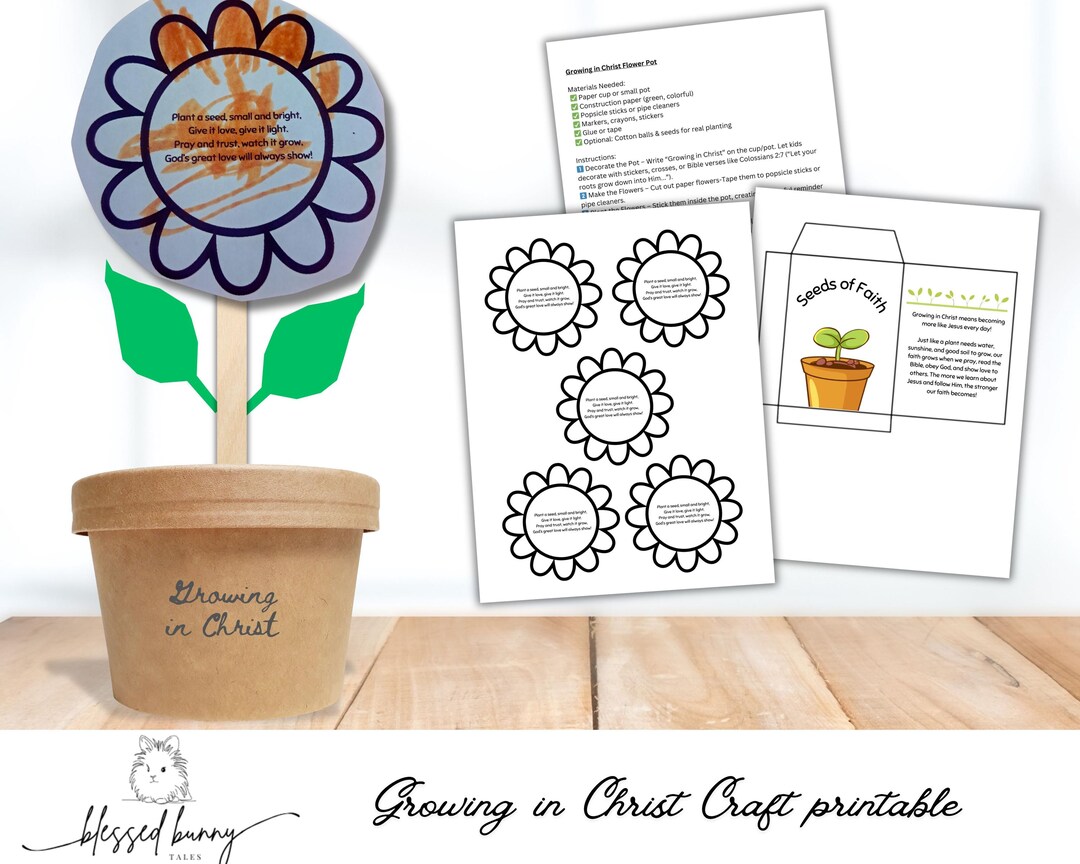 Growing in Christ Craft- Flower Pot Craft- Bible Craft- Sunday School ...