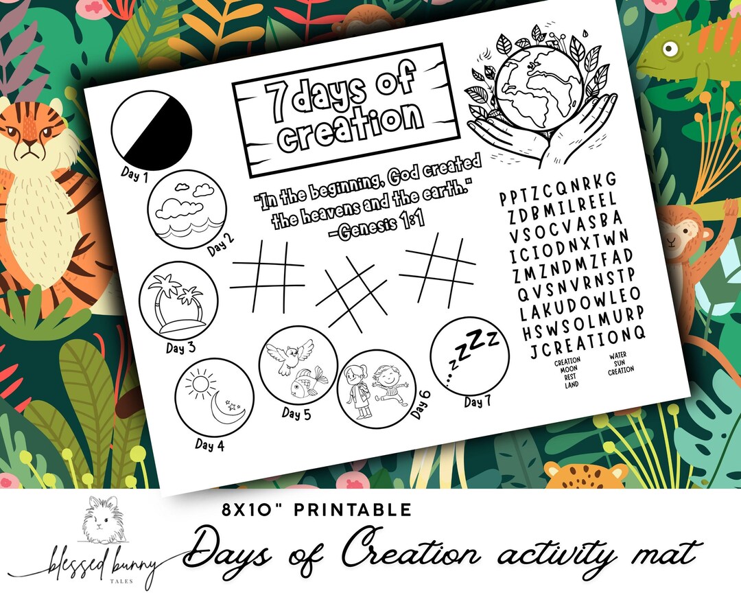 7 Days of Creation Activity Mat: Genesis Bible Lesson (PDF) - Etsy