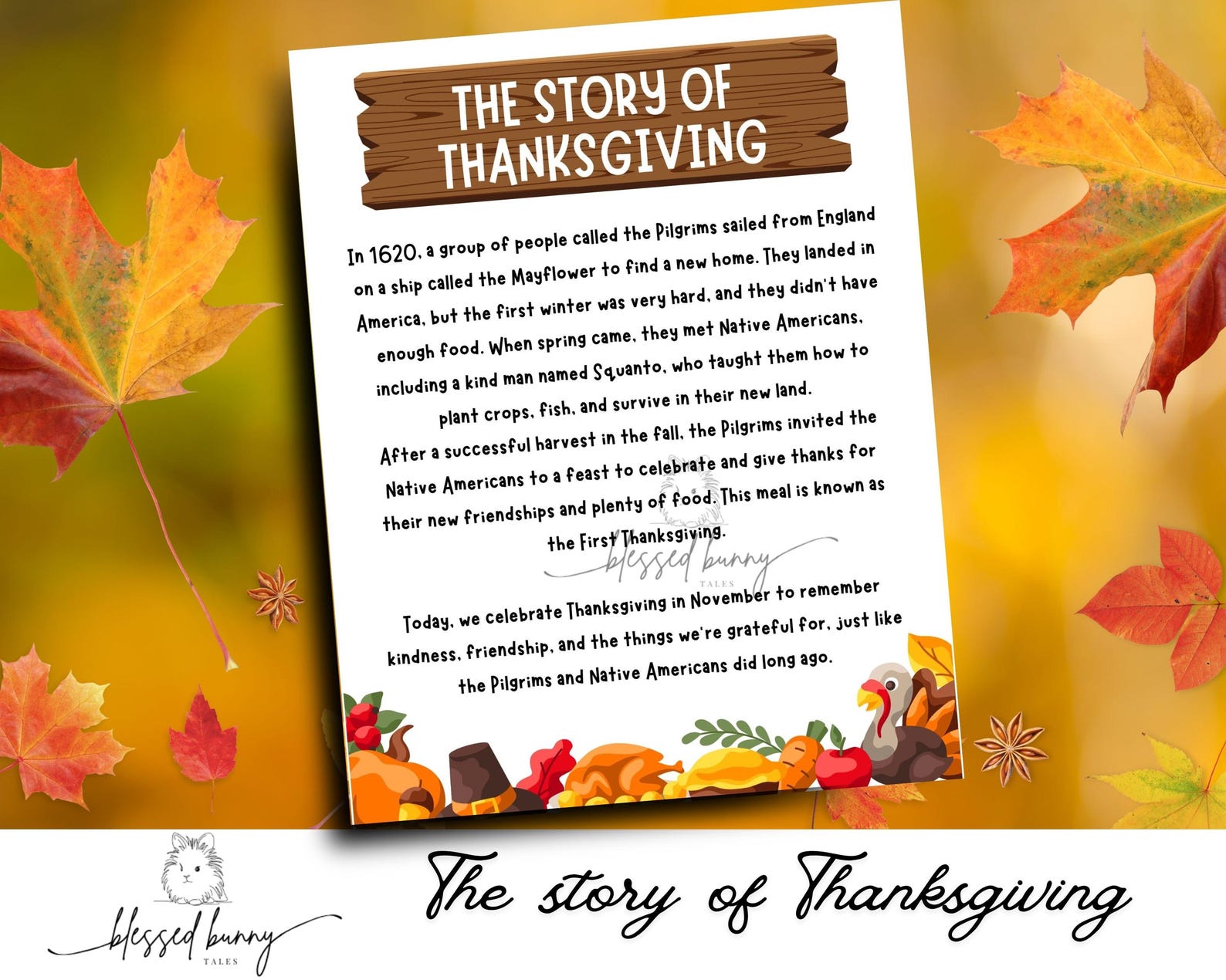 The Story of Thanksgiving- Thanksgiving Activity- Kids Table ...