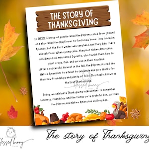 The Story of Thanksgiving- Thanksgiving Activity- Kids Table ...