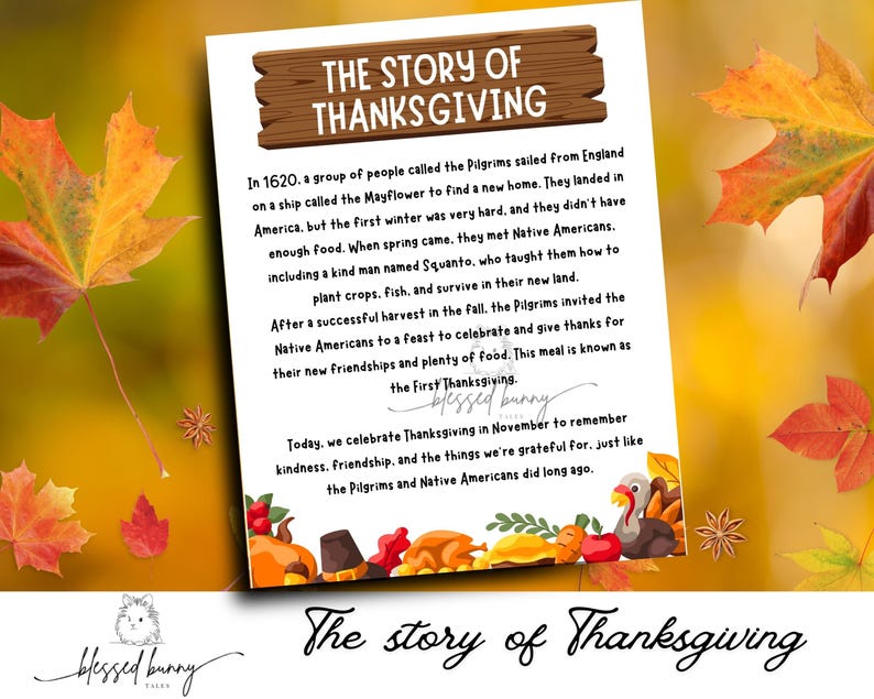 The Story of Thanksgiving- Thanksgiving Activity- Kids Table ...