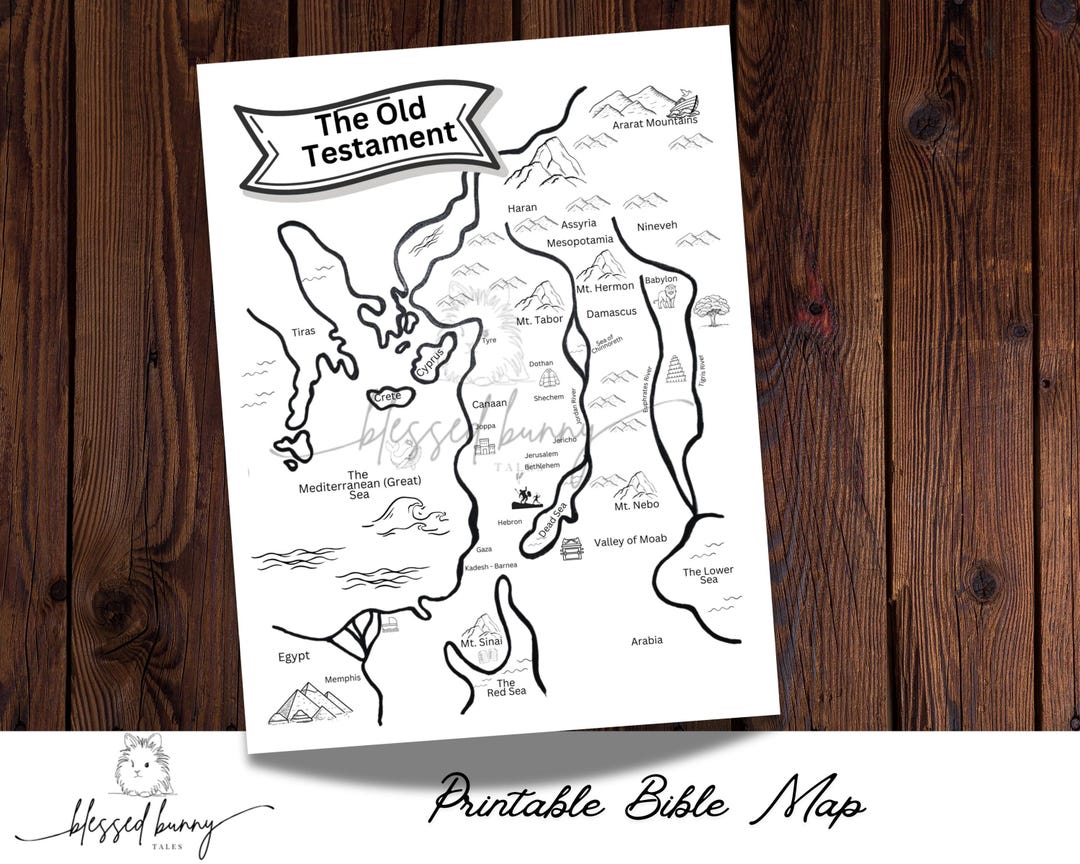 Printable Bible Map- Old Testament Map- Bible Insert- Sunday School ...