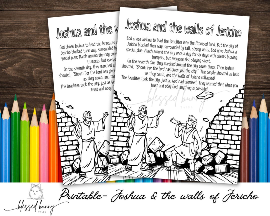 Joshua and the Walls of Jericho Printable – 8x10" Story With Coloring ...