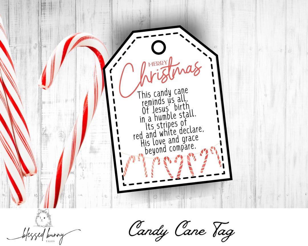 Candy Cane Tag- Neighbor Gift Tag- Religious Christmas Tag- Faith ...