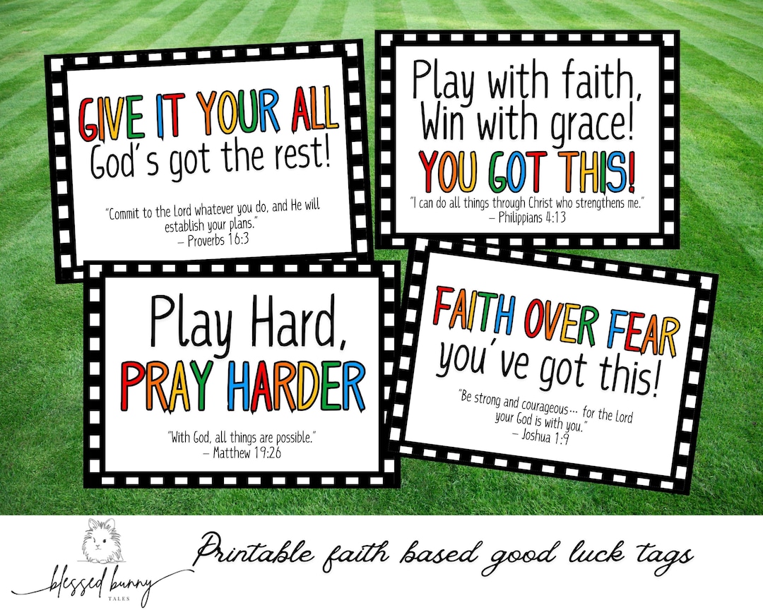 Faith-based Good Luck Tag Printables | 4-design Bundle | Sports Gift ...