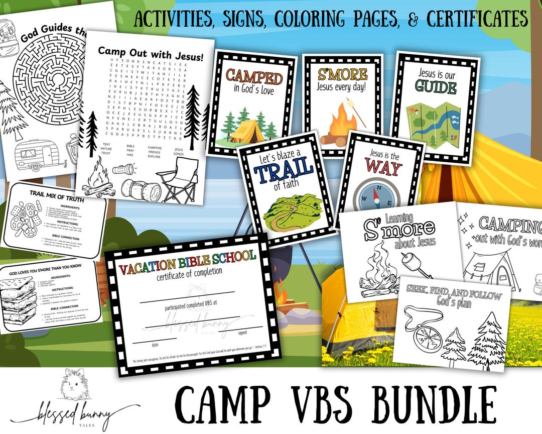 CAMP VBS Printable Bundle | Signs, Coloring Pages Certificate ...