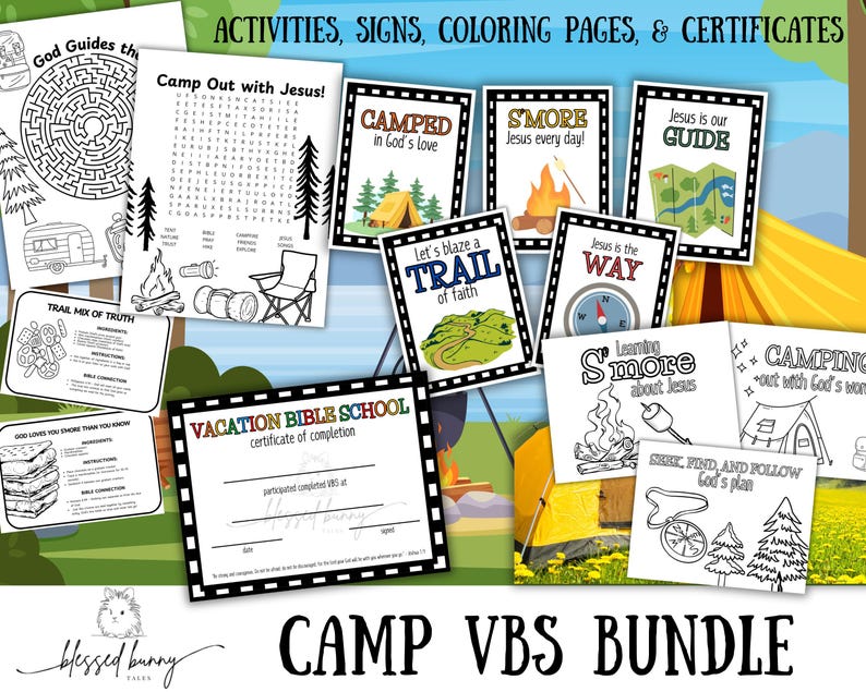 CAMP VBS Printable Bundle | Signs, Coloring Pages Certificate ...