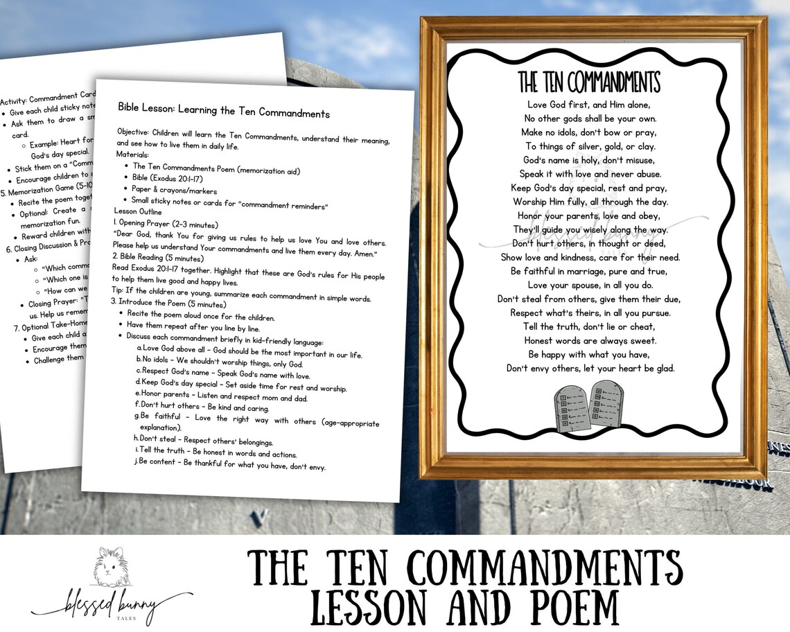 The Ten Commandments Bible Lesson: PDF - Etsy