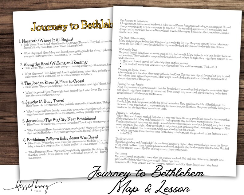 Journey to Bethlehem Christmas Bible Lesson: PDF - Etsy