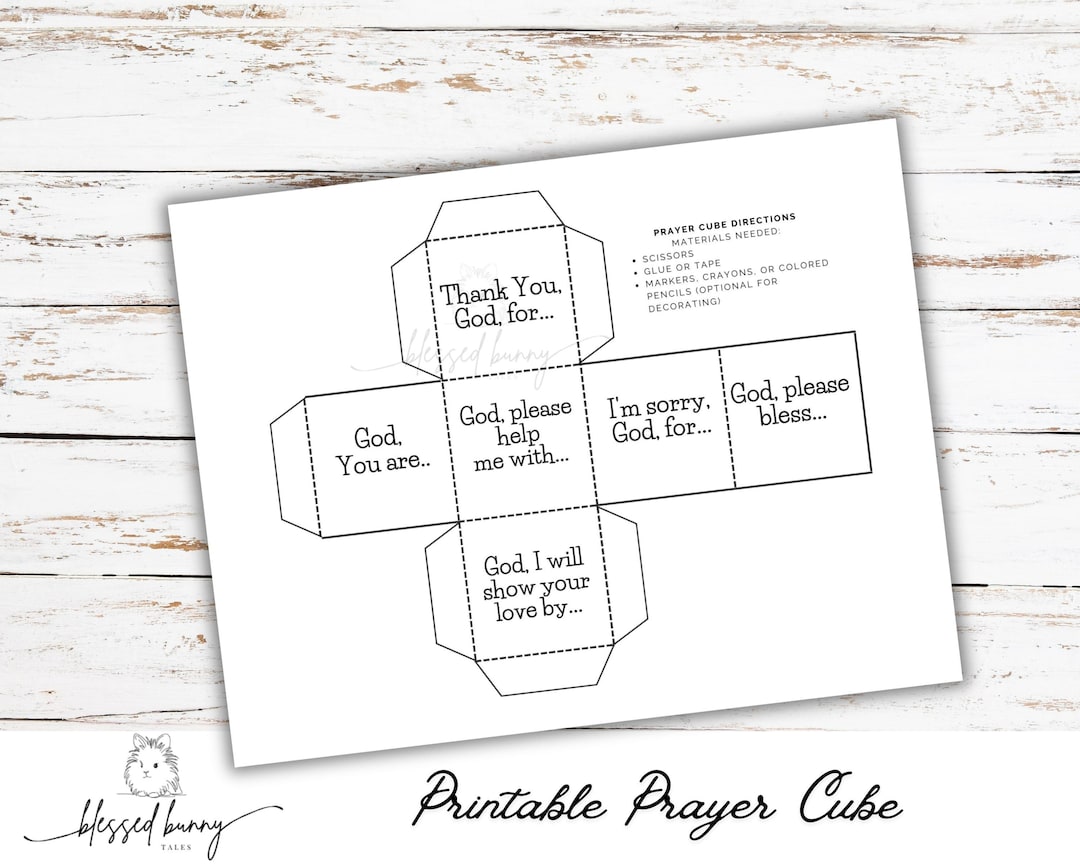 Prayer Cube Printable- 8x10"- Bible Lesson- Sunday School- Homeschool ...