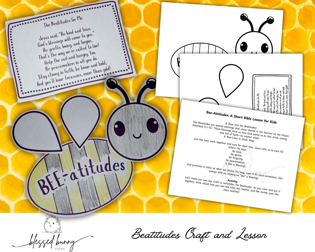 Bee-attitudes Printable Bible Lesson & Craft | 3-page Digital Download ...
