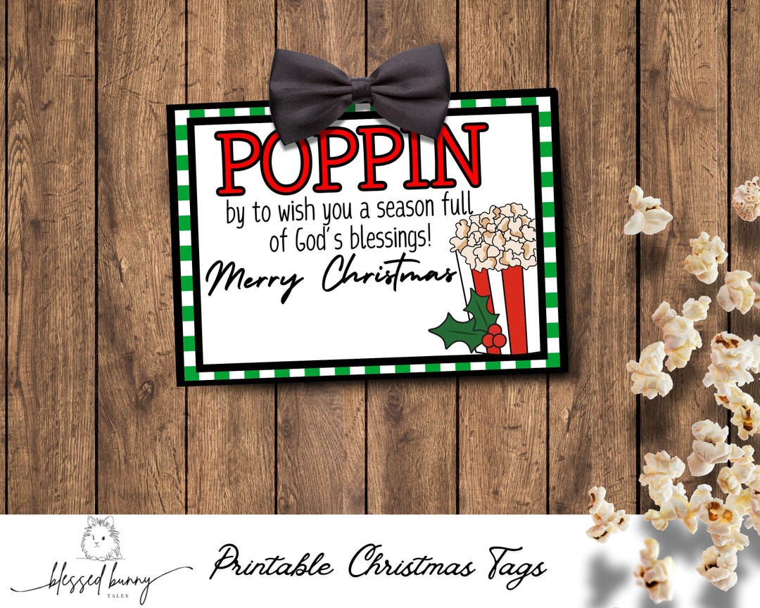 Popcorn Christmas Tag- Printable- Faith Based Christmas Tags- Christmas ...