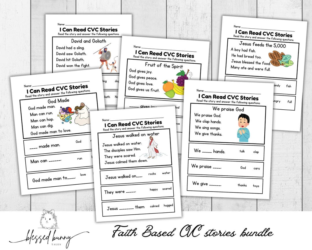 Faith Based CVC Readers- CVC Worksheets- Christian Homeschool- - Etsy