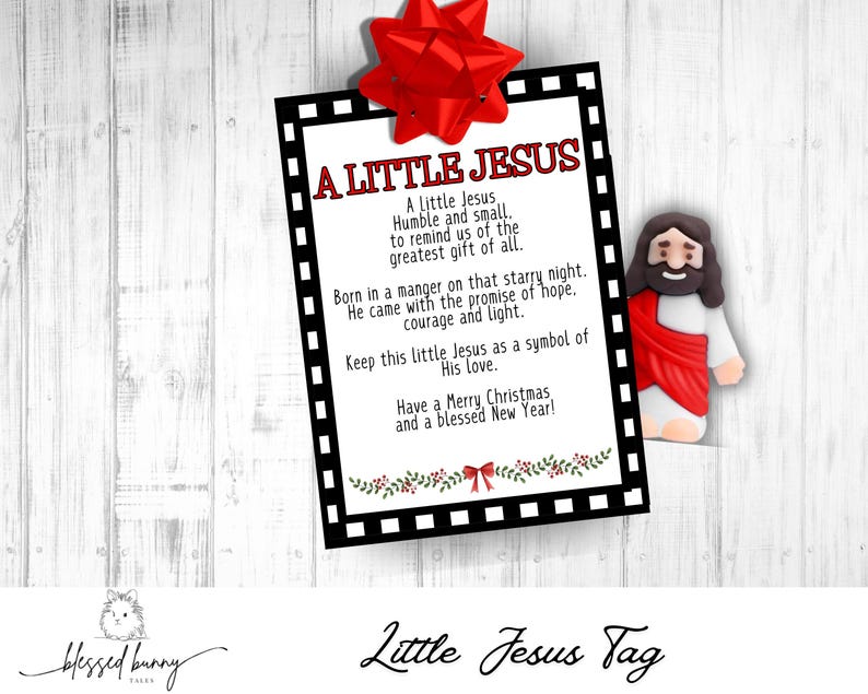 Little Jesus Printable Tags- Jesus Figurine Tags- Bible Verse Tag ...