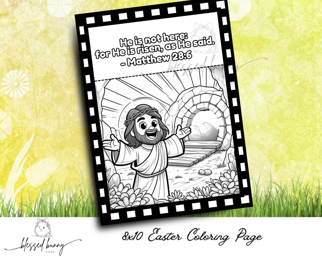 Printable Easter Coloring Page | Jesus & Empty Tomb | Matthew 28:6 ...