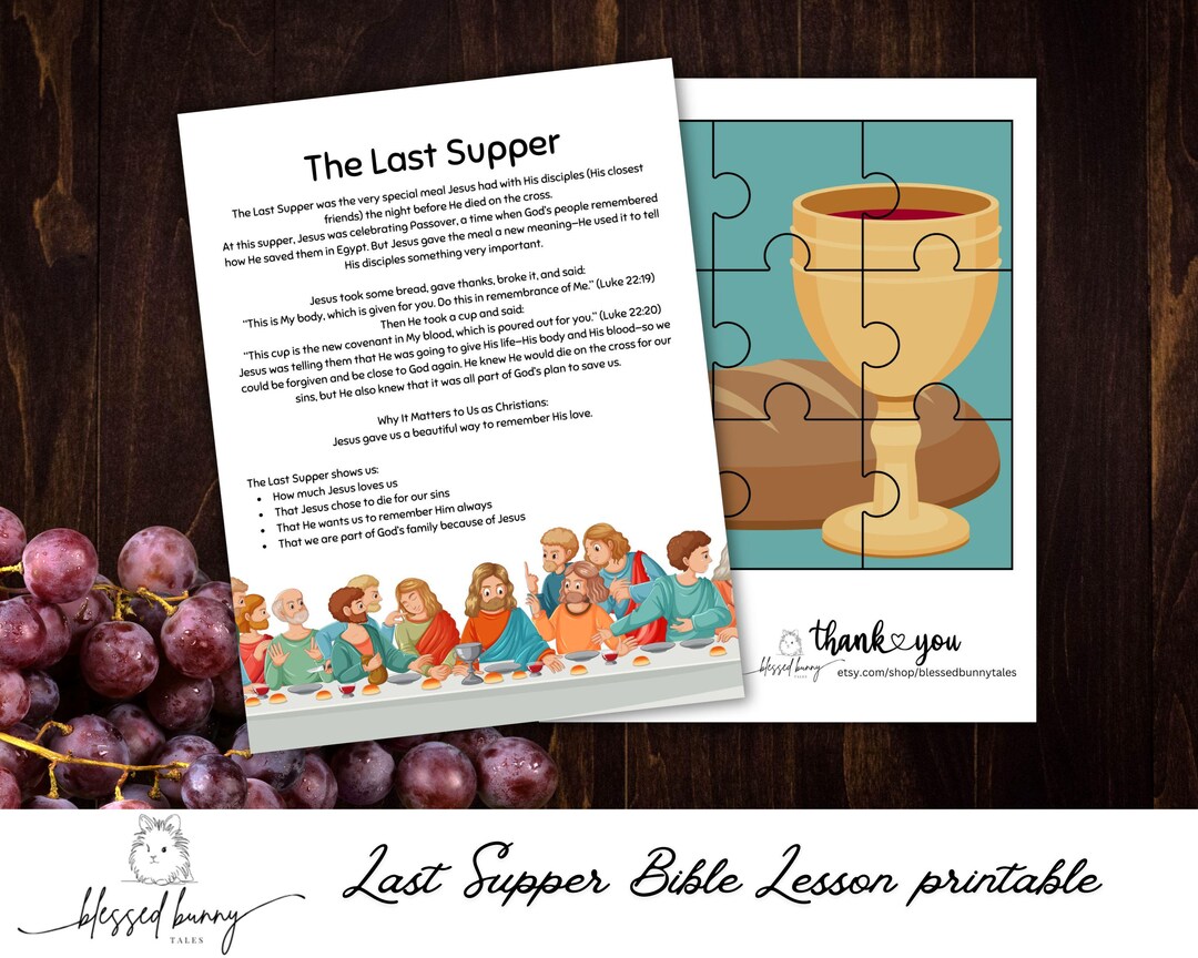 Printable Last Supper Bible Lesson + Puzzle Activity – 2-page Christian ...