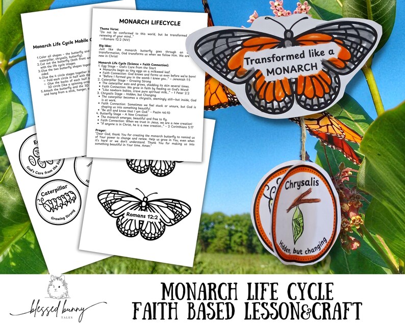 Monarch Butterfly Life Cycle Bible Lesson: Christian Homeschool Nature ...