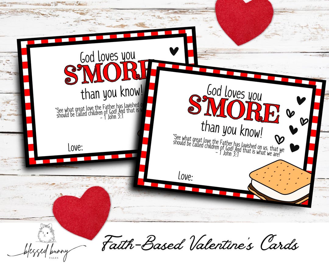 God Loves You SMORE Than You Know Printable Valentine's Cards Classroom ...