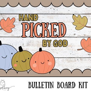 Christian Fall Bulletin Board Kit: Hand Picked by God, Pastel Pumpkins ...