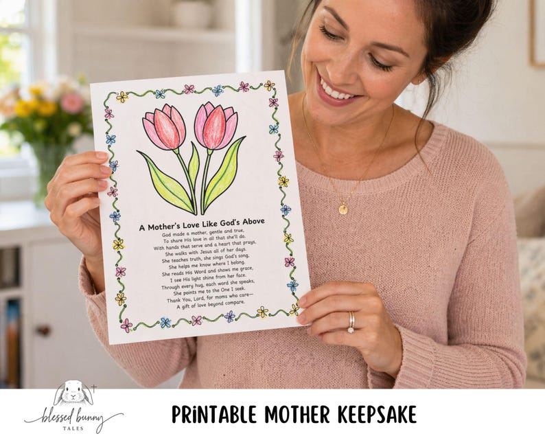 Christian Mother's Day Tulip Coloring Page With Poem (PDF) - Etsy