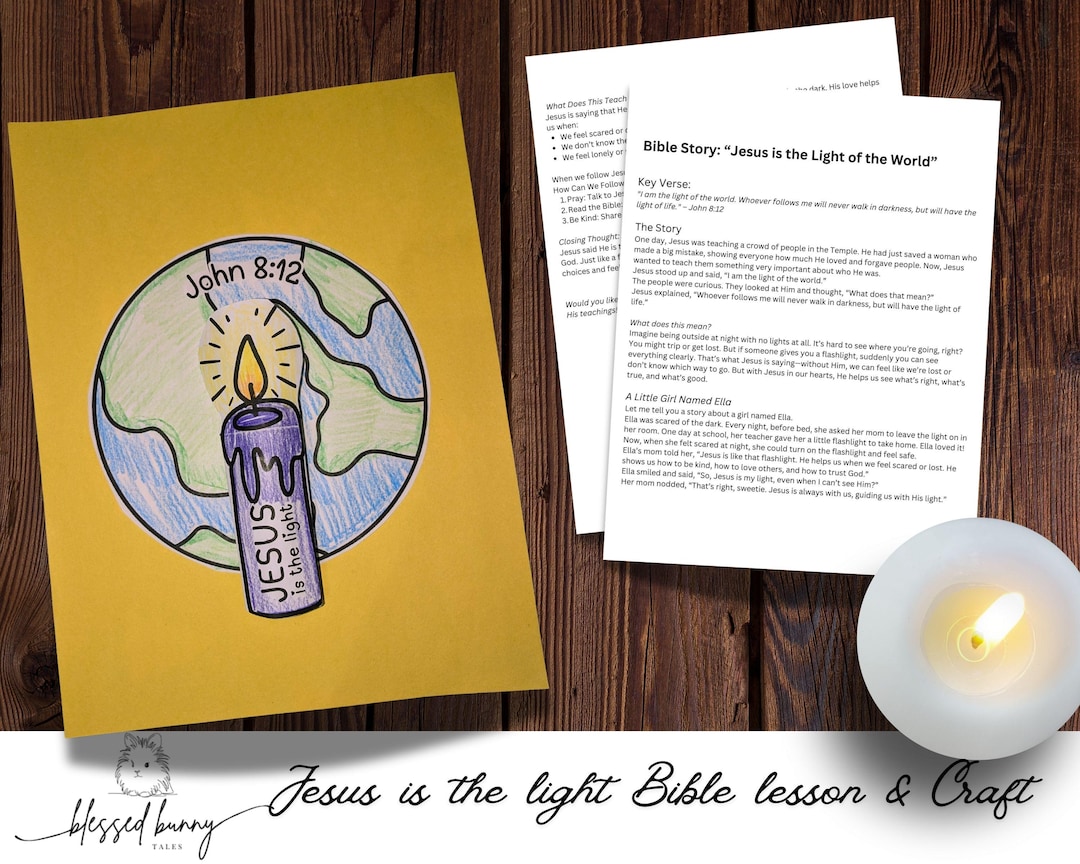 Jesus is the Light Bible Lesson & Craft- 8x10"- Bible Lesson- Sunday ...