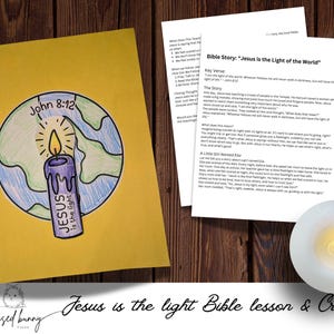 Jesus is the Light Bible Lesson & Craft- 8x10"- Bible Lesson- Sunday ...