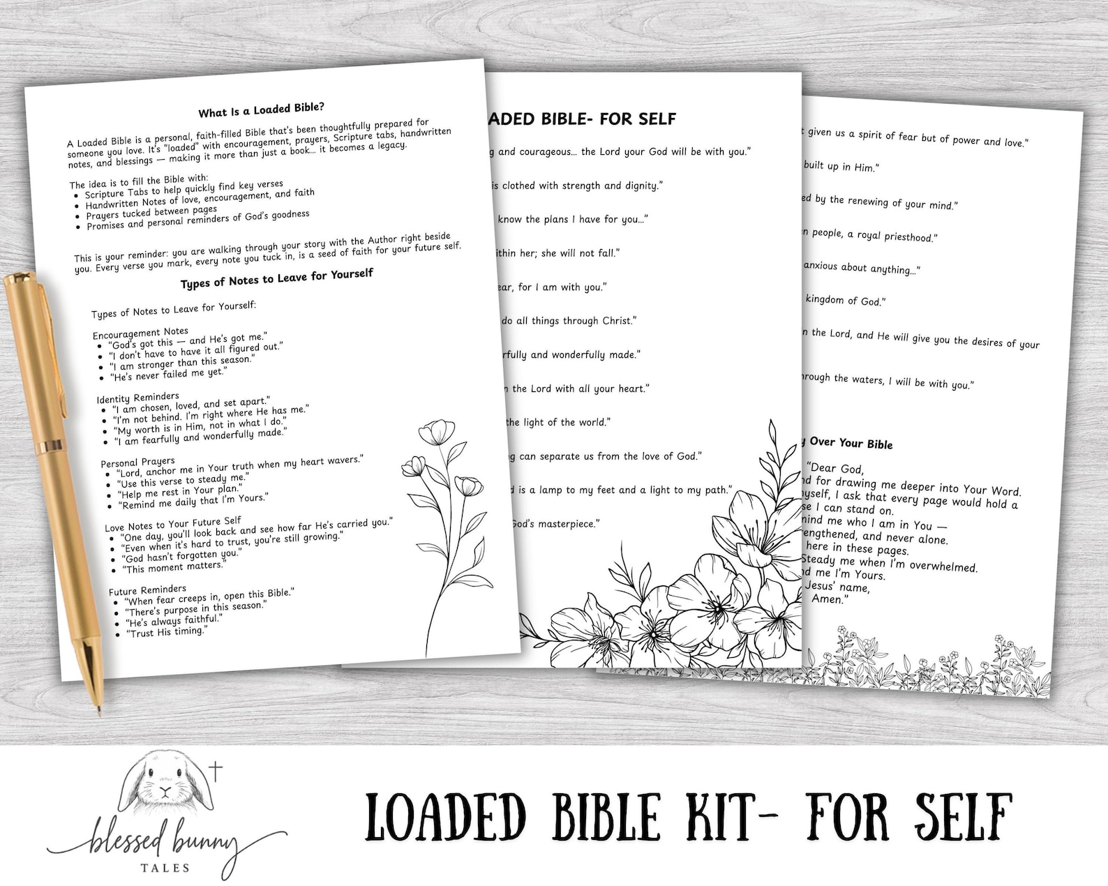 Loaded Bible Printable Kit for Self– Verses, Tabs & Notes (PDF) - Etsy
