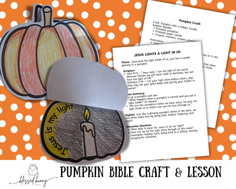 Pumpkin Bible Lesson & Craft: Jesus Lights a Light (PDF) - Etsy