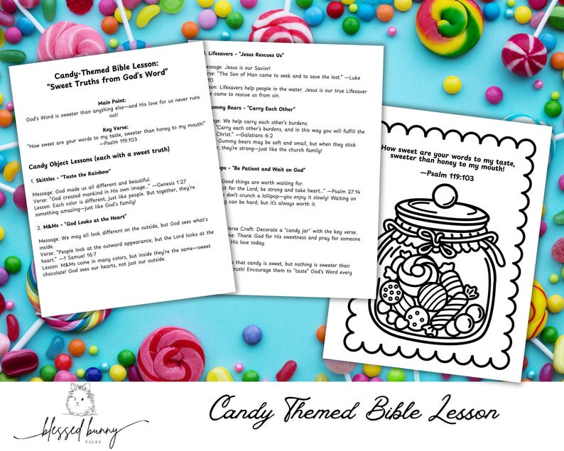Candy-themed Bible Lesson Printable: Sunday School, VBS (PDF Download ...