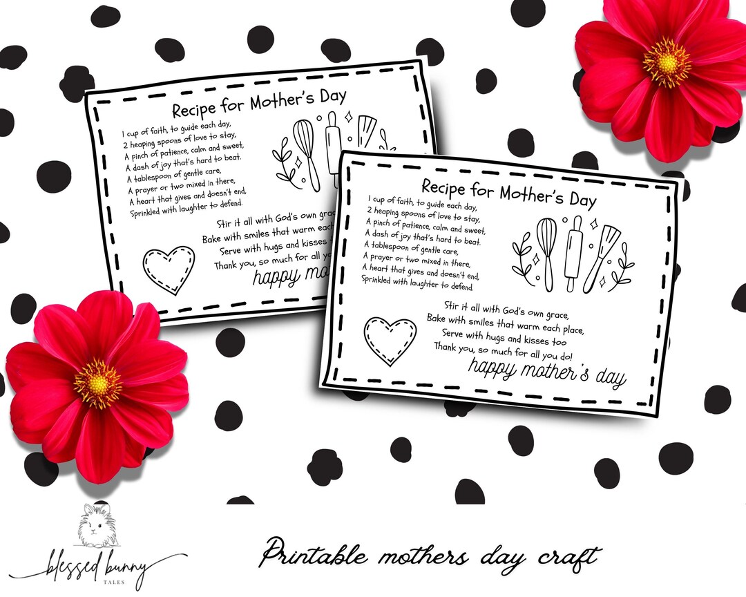 Printable Mother's Day Recipe Card: (instant Download) - Etsy