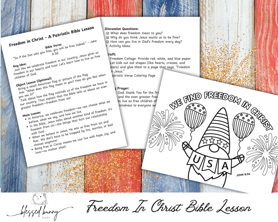 Patriotic Bible Lesson- 3 Page Printable- Fourth of July Bible Lesson ...