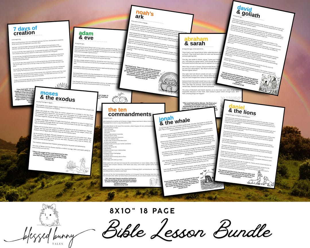 Old Testament Bible Lessons BUNDLE- 8x10" - Sunday School- Bible Lesson ...