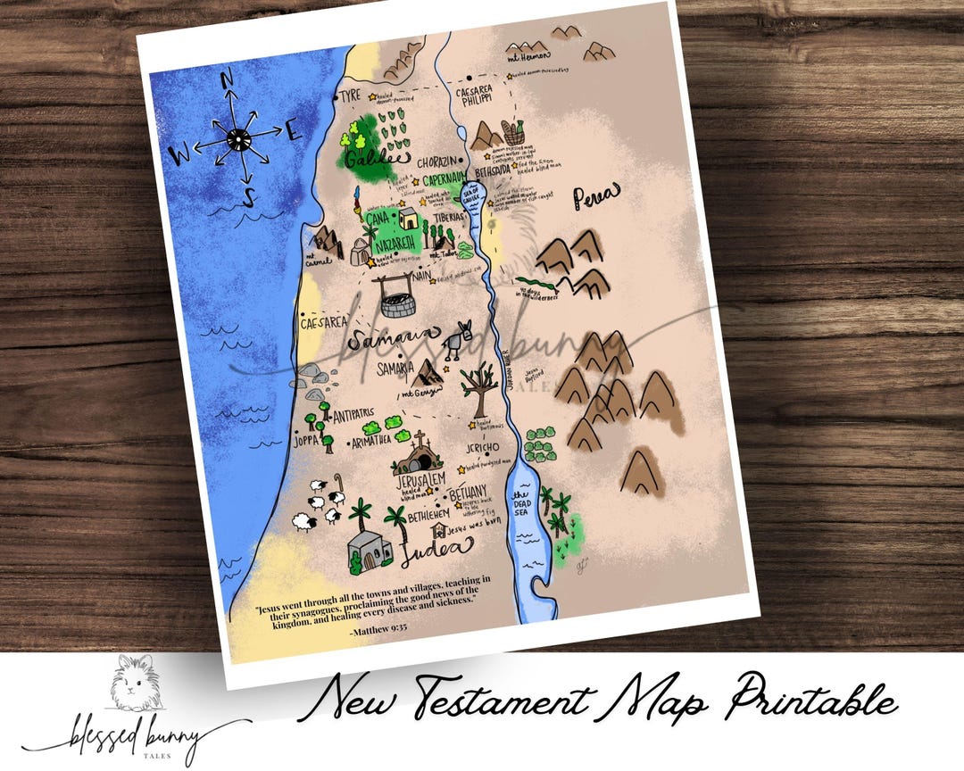 Bible Map Printable- New Testament Map- Bible Insert- Sunday School ...