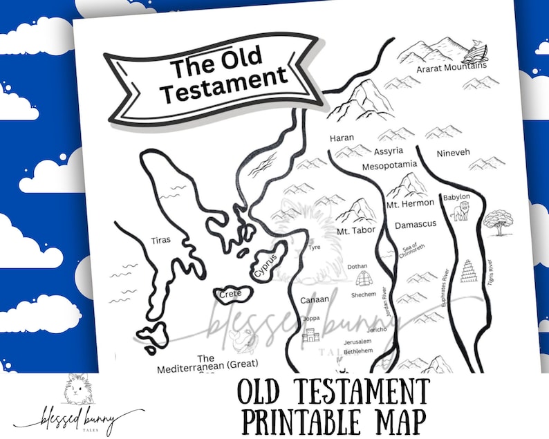 Old Testament Map: Hand-drawn Bible Study Printable (8x10 PDF) - Etsy