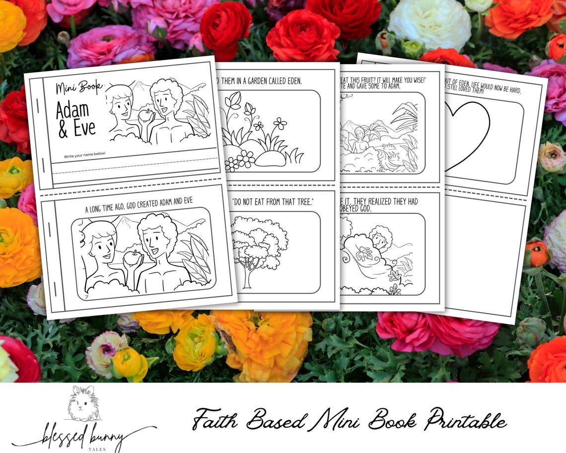 Adam and Eve Mini Book- Printable Bible Story Book- Bible Crafts- Bible ...