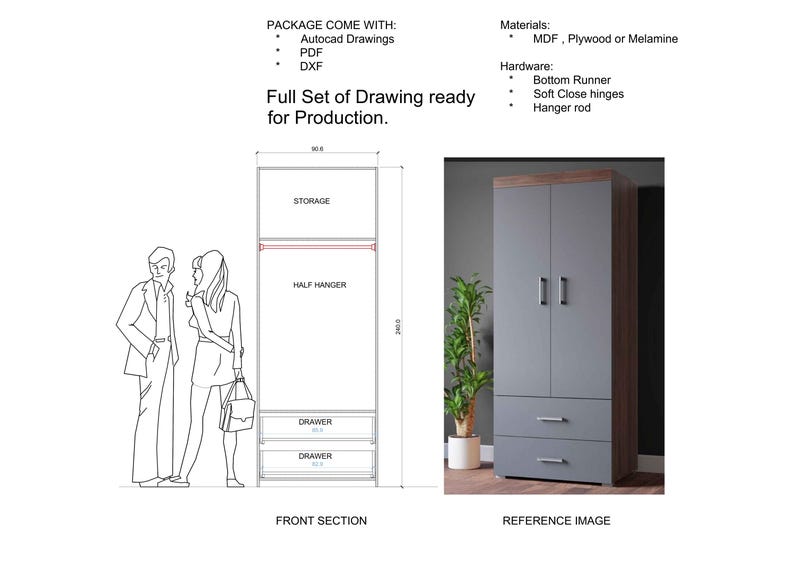 Custom Closet Design- Full Set Drawings Ready for Production (CAB-03 ...