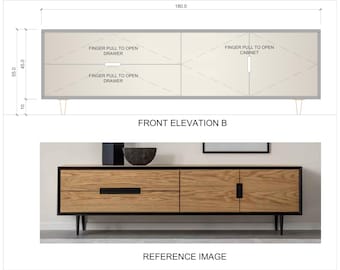 DIY TV Unit Drawing: Plans, Elevations, Sections - Etsy