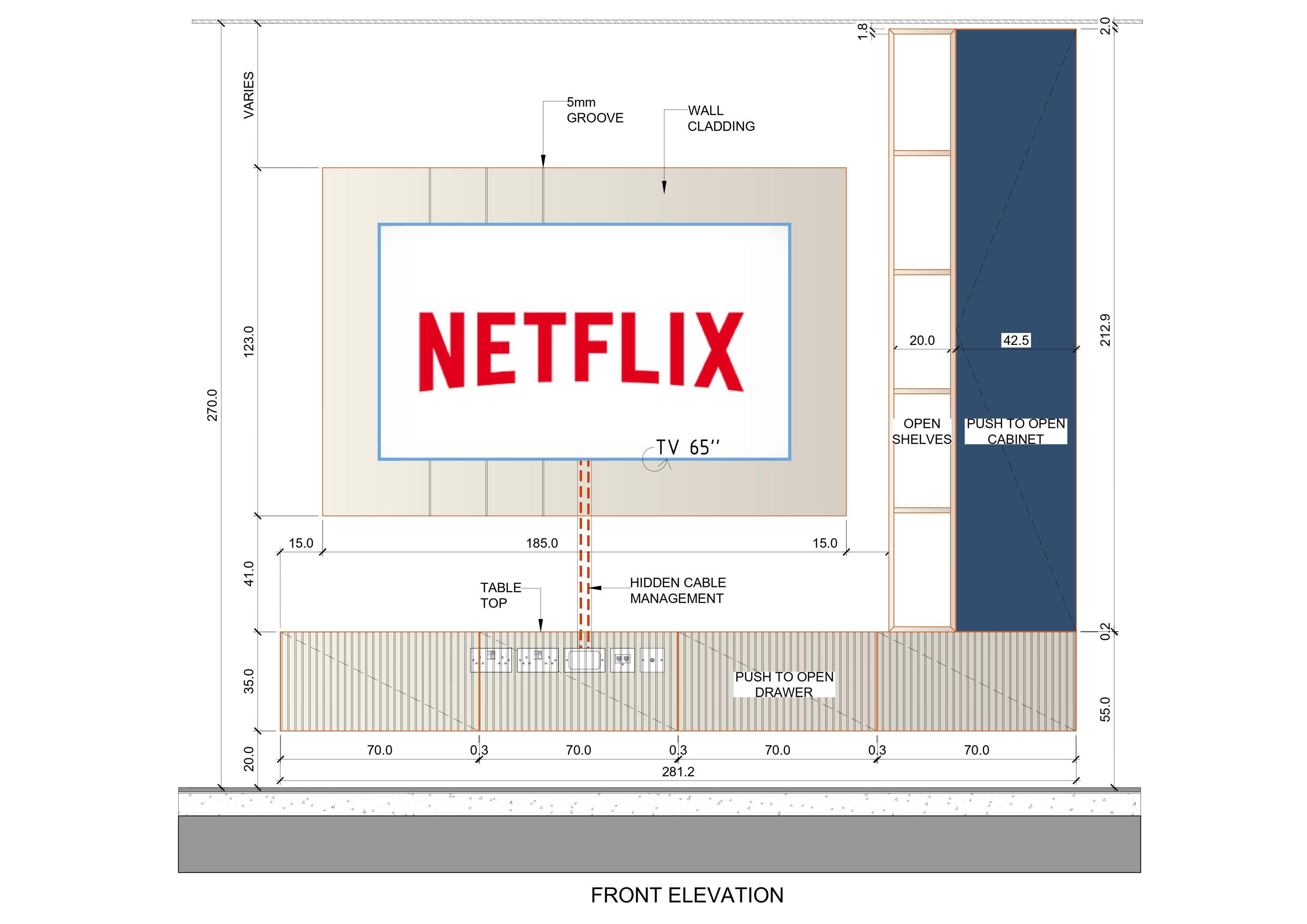 Modern Wall-mounted TV Unit Design - Full Set of 2D Drawing Ready for ...