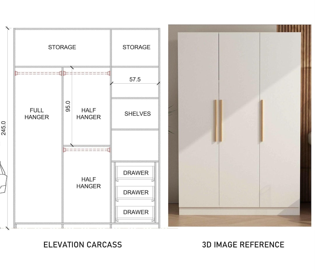 Custom Closet Design Drawings – Wardrobe Layouts for Stylish Home ...