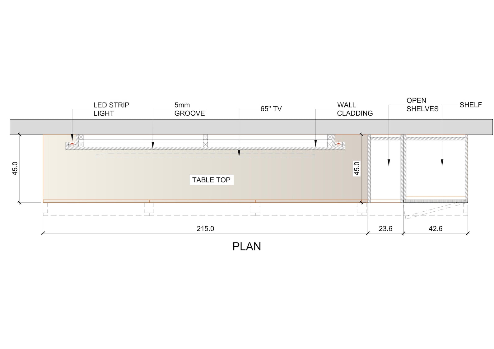 Modern Wall-mounted TV Unit Design - Full Set of 2D Drawing Ready for ...