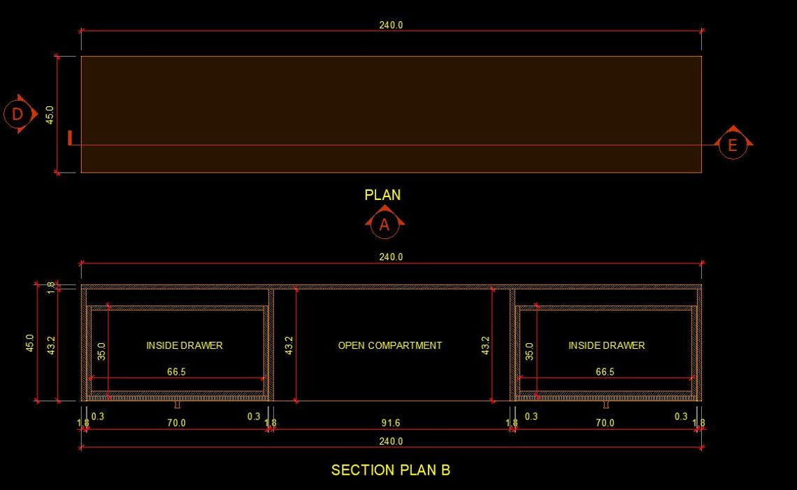 DIY TV Unit With Drawers: Plans, Elevations & Sections (PDF Download ...
