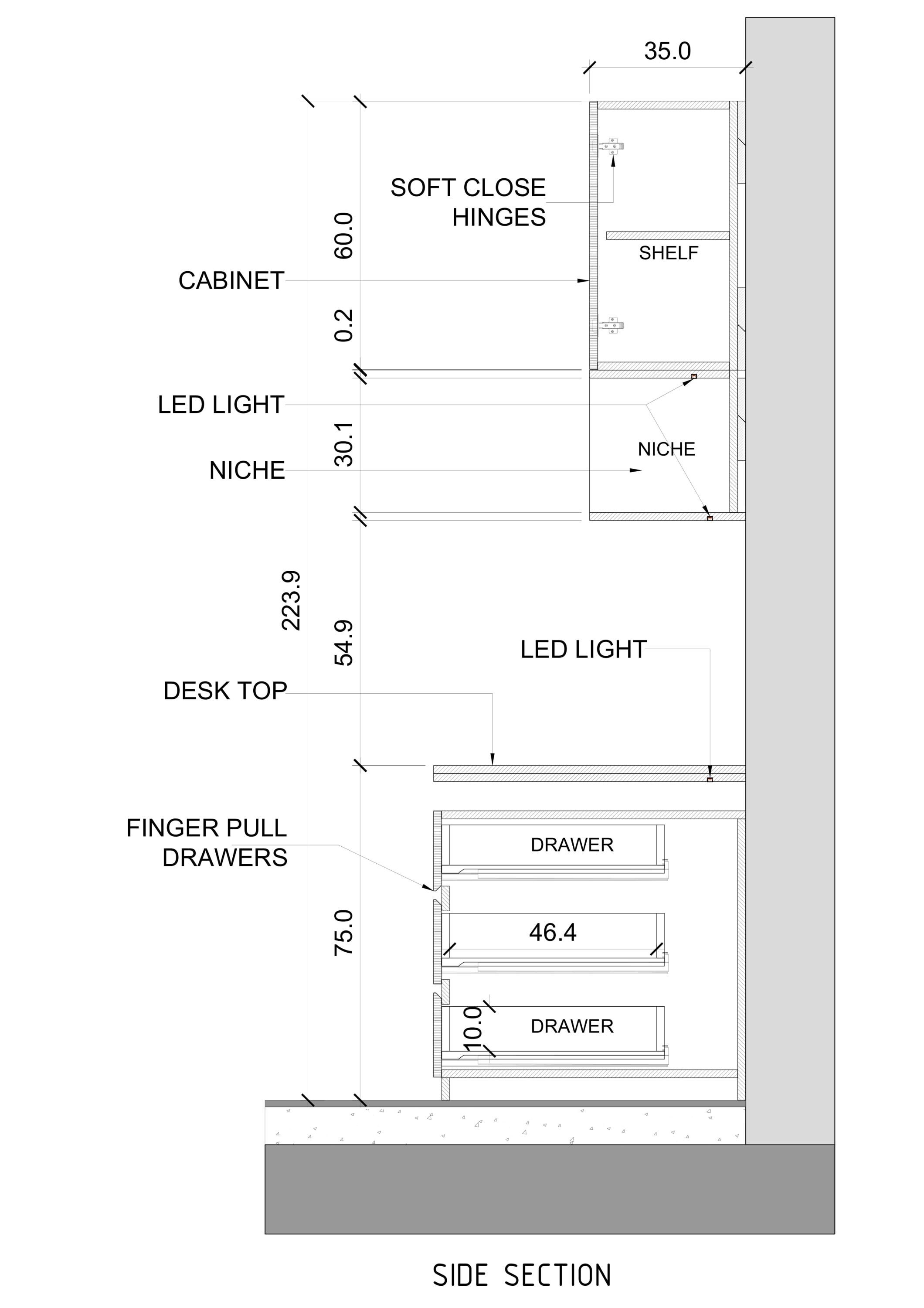 Study Desk With Cabinet, Niche & Drawers. Come With a Full Set of 2D ...