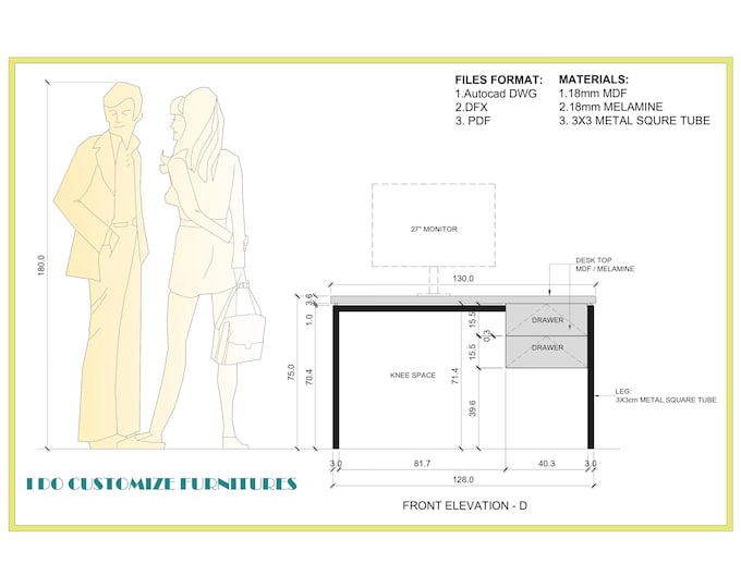 Pdf Download, DIY Desk/table With Drawers With Plans, Elevations and ...