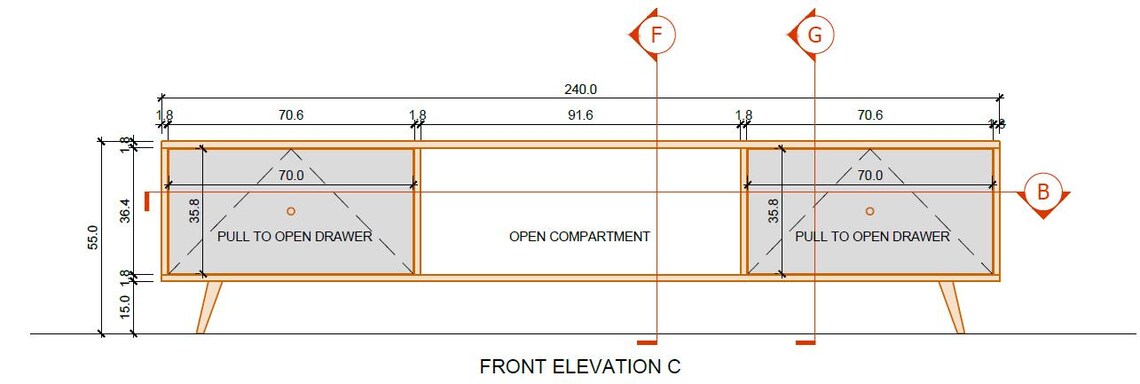 Pdf Download, Diy TV Unit With Drawers Drawing With Plans, Elevations ...