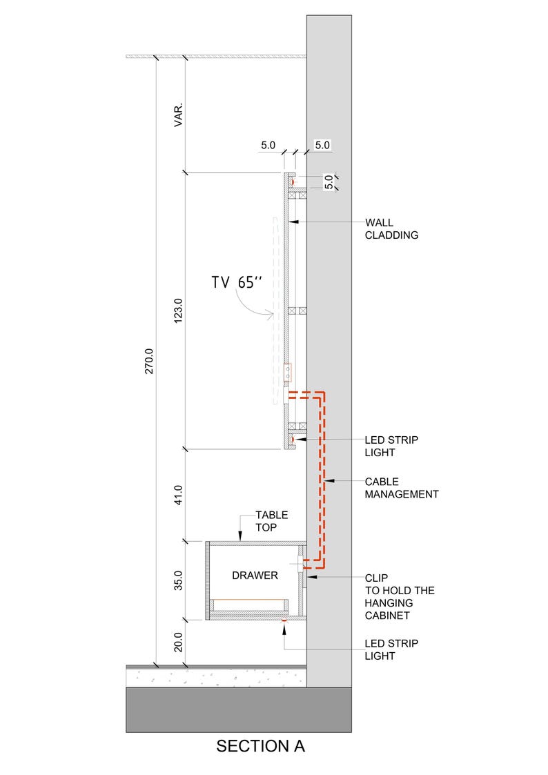 Modern Wall-mounted TV Unit Design - Full Set of 2D Drawing Ready for ...