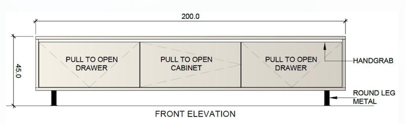 PDF Download, DIY TV Unit/cabinet Drawing With Plans, Elevation ...