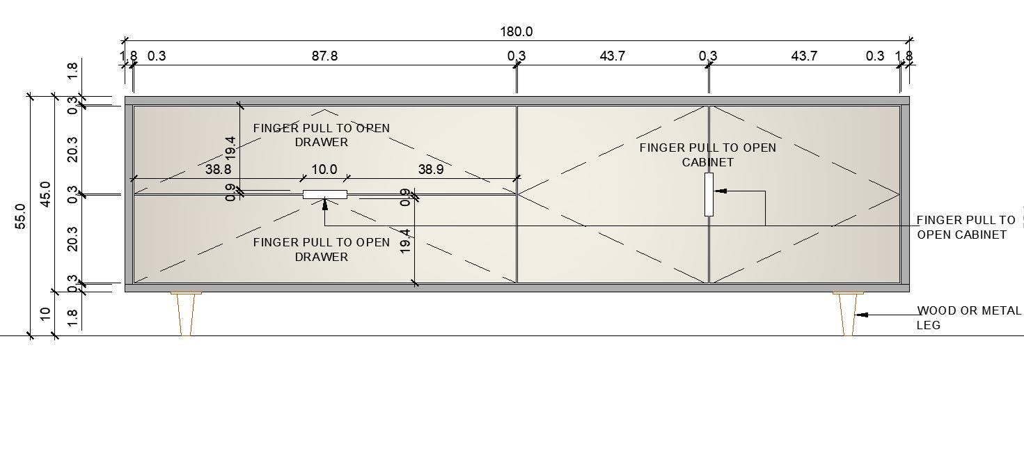 DIY TV Unit Drawing: Plans, Elevations, Sections Ready for Production ...