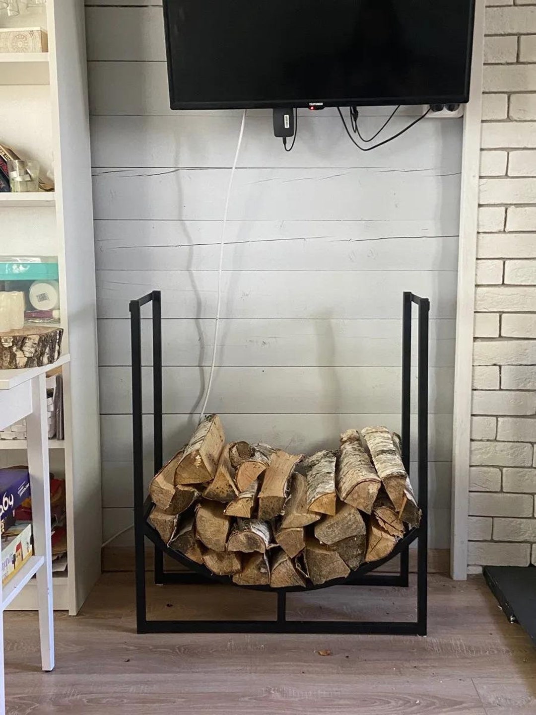 Metal Firewood Rack Durable and Weather-resistant, Perfect for Indoor ...